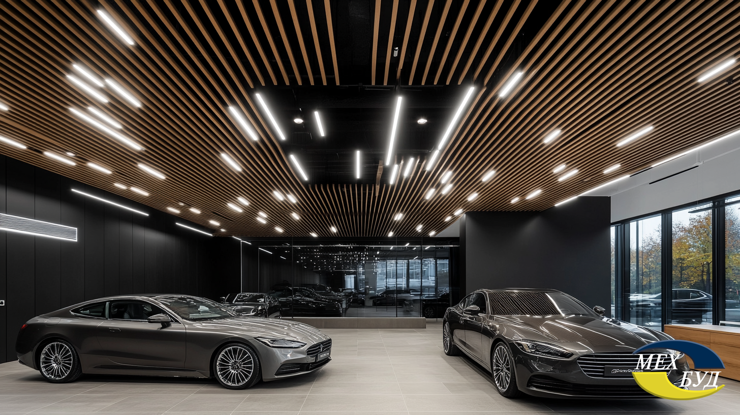 Comprehensive solution for car dealership finishing: facade, ceilings ...