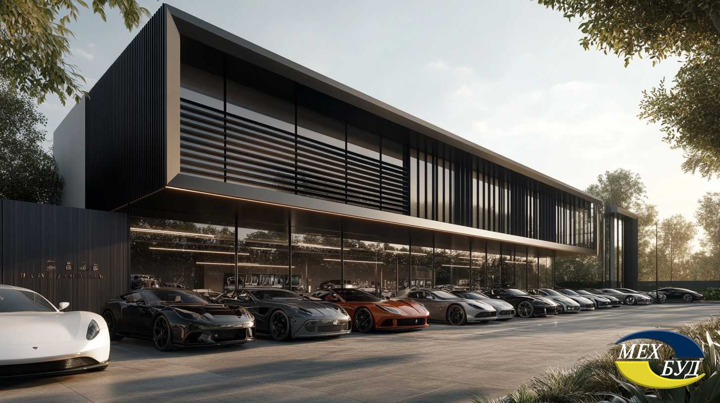 Comprehensive solution for car dealership finishing: facade, ceilings ...